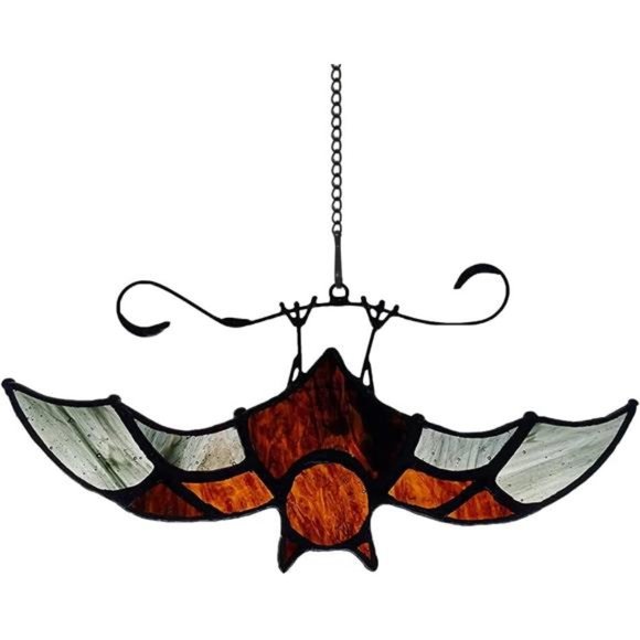 Accents | Bat Stained Glass Window Hangings Bat Suncatcher Halloween ...